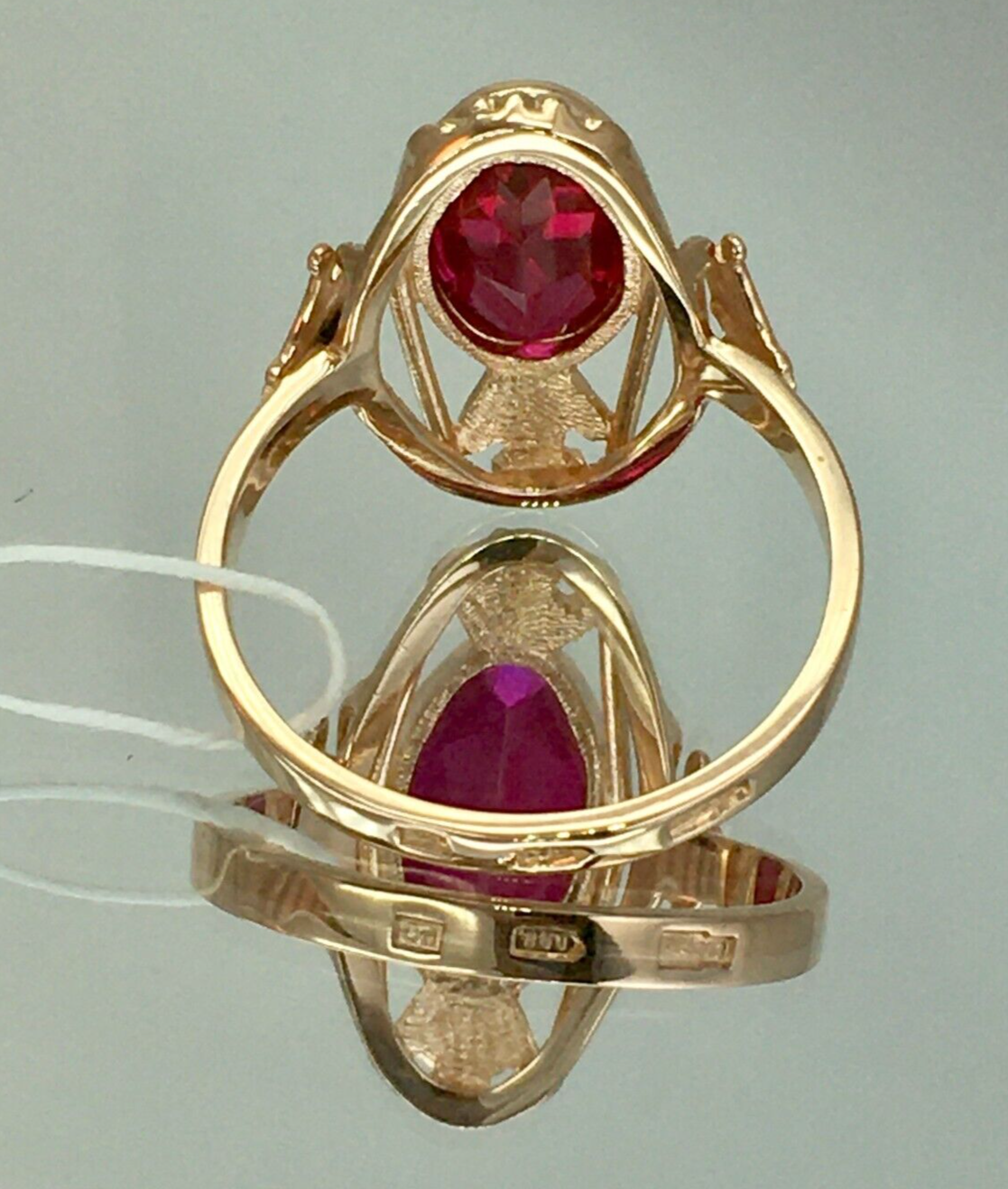 USSR Vintage Original Rose Gold Ruby (lab. made) Ring 583 14K 4.06 g. 7 ...