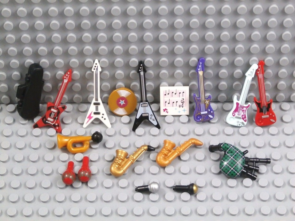 LEGO MUSIC SHOP ~ Minifigure Instruments Guitar Violin Saxophone Banjo ...