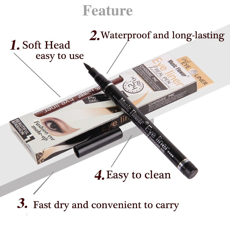 Music Flower Waterproof Eyeliner Pencil Liquid Eye liner Make Up Tattoo ...