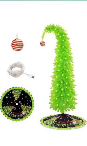 6FT Grinch Christmas Tree with Flexible Branches String Lighted ...