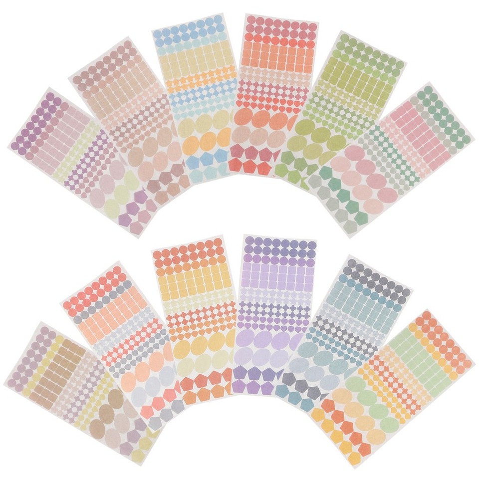 12 Sheets Stationery Stickers Vintage Washi Colorful Decorative ...