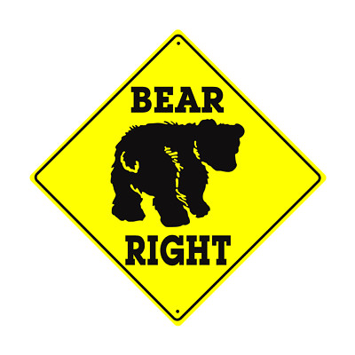 Bear With Right Side Crossing Symbol Xing Road Novelty Aluminum Metal ...