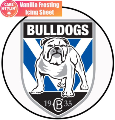 NRL CANTERBURY BULLDOGS Edible ICING CAKE TOPPER Large Round Vanilla ...