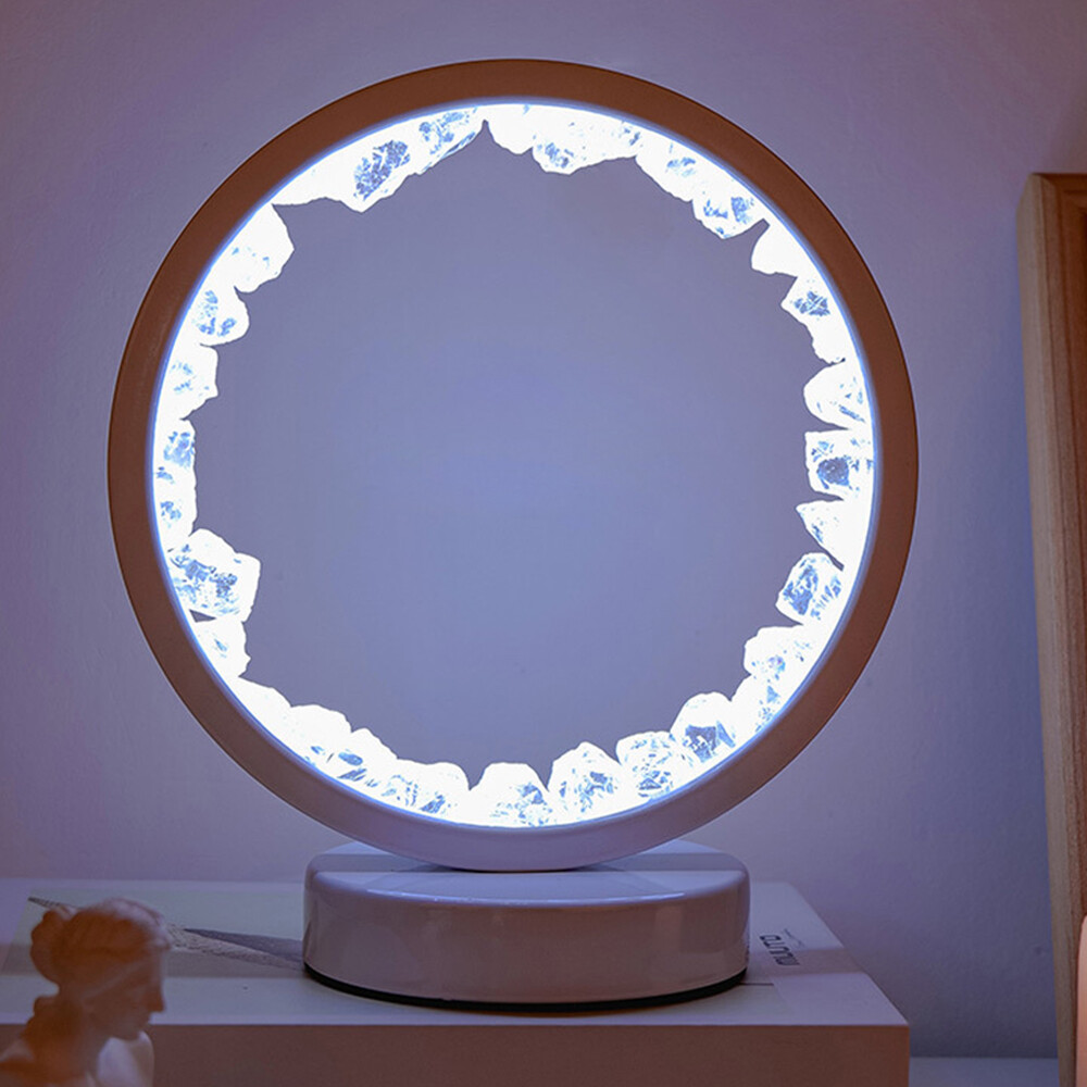 USB Natural Crystal Cluster Night Light Stone Quartz Round Lamp DIY ...