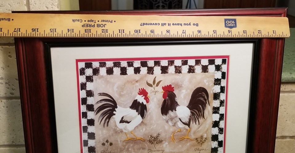 18" FRAMED ART/PRINT~ROOSTERS CHECKERBOARD FARM HOUSE KITCHEN DECOR ...