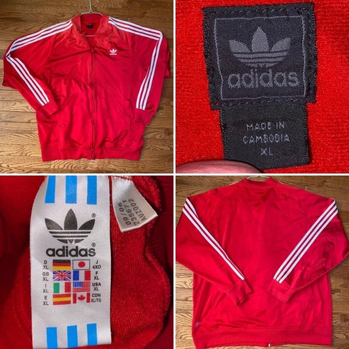 2006 Adidas Classic Red 3 Stripe Run DMC Zip Front Track Jacket Mens XL ...