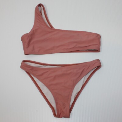 Shein Girl's One Shoulder Bikini Swimsuit in Coral Pink Color size 140 ...