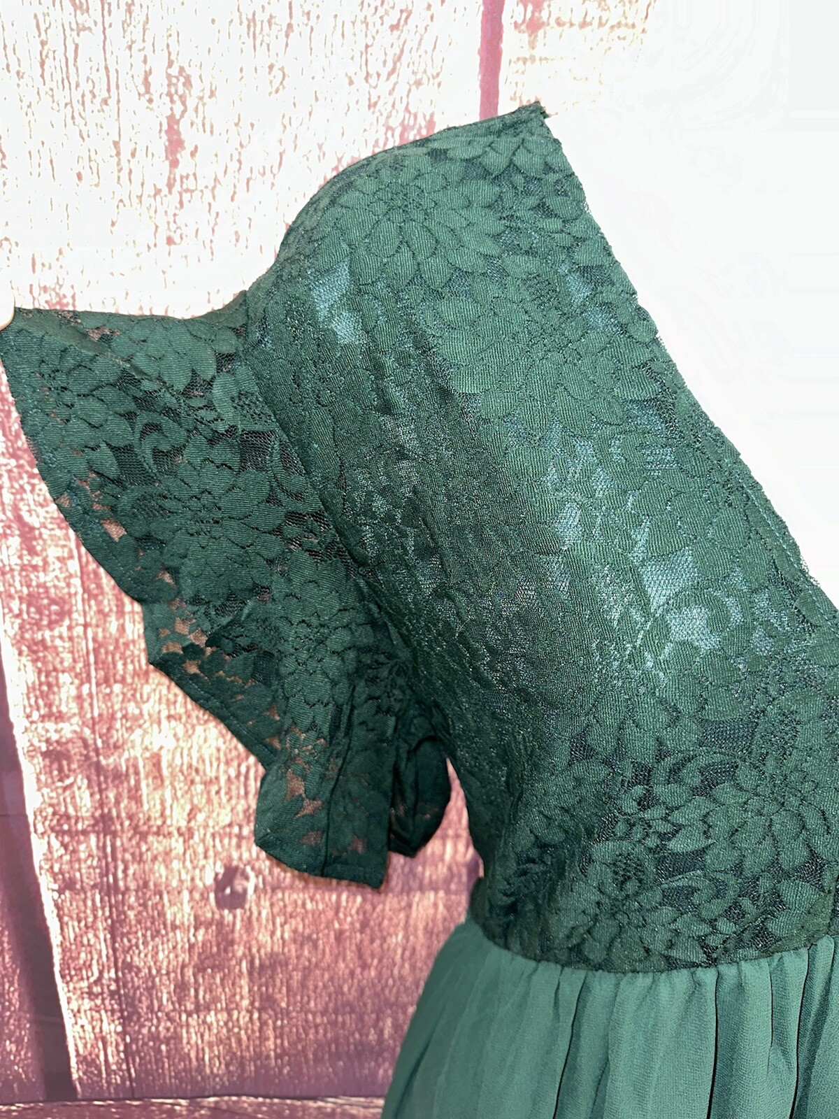 Enka Formal Vneck Dress, Lace Bodice, Elastic Waist, Flutter Sleeve ...