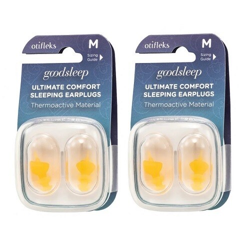 2 x Otifleks Goodsleep Sleeping Earplugs MEDIUM Sleep Block Noise Snore ...