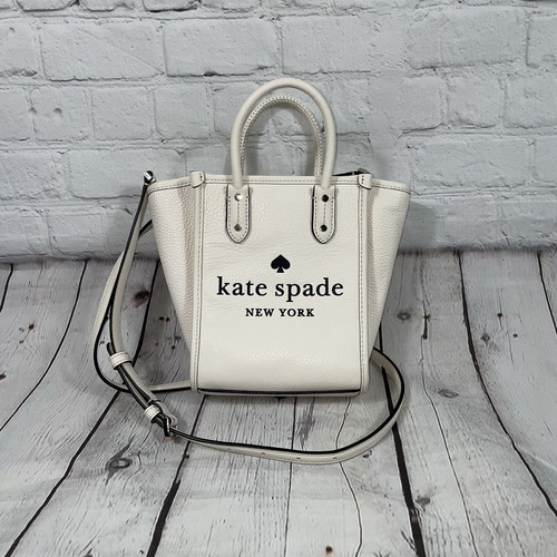 Kate Spade Ella Mini White Crossbody Tote Pebbled Leather | eBay