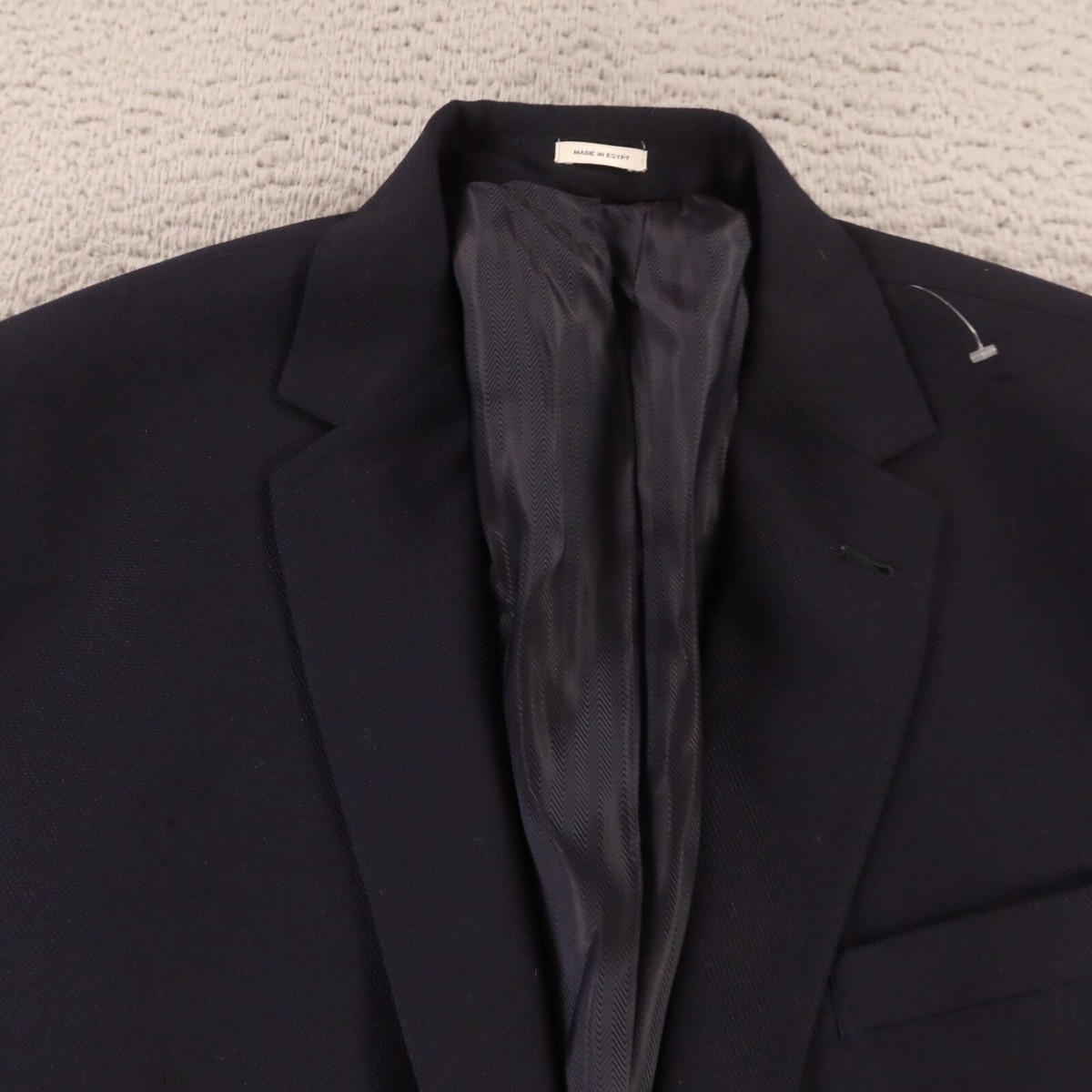 Hopsack Jacket XL XLT Blue Worsted 100% Wool Blazer Metal Hopsack Jacket XL XLT Blue Worsted 100% Wool Blazer Metal