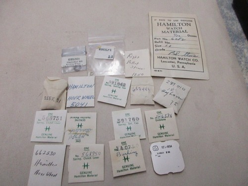 New Old Stock Assorted Hamilton Watch Parts Watchmaker Replacement Lot ...