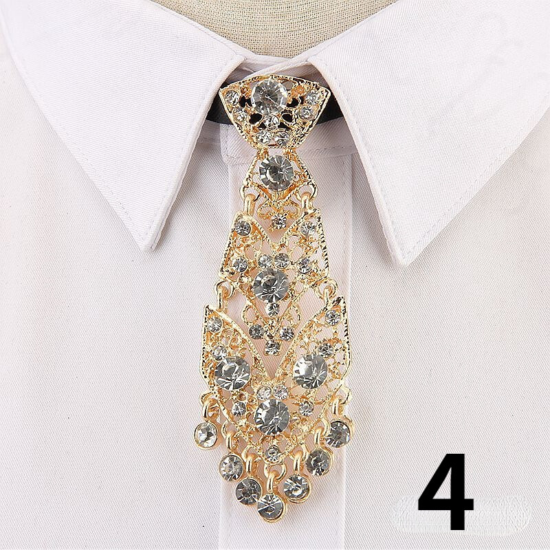 Women Rhinestone Necktie Tie Men Crystal Wedding Club Accessory Necktie ...