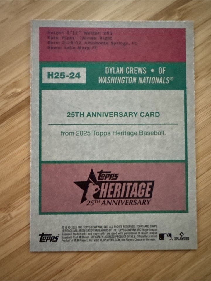 Buy 3 Get 3 Free • Dylan Crews 35th Anniversary • 2025 Topps Heritage # ...