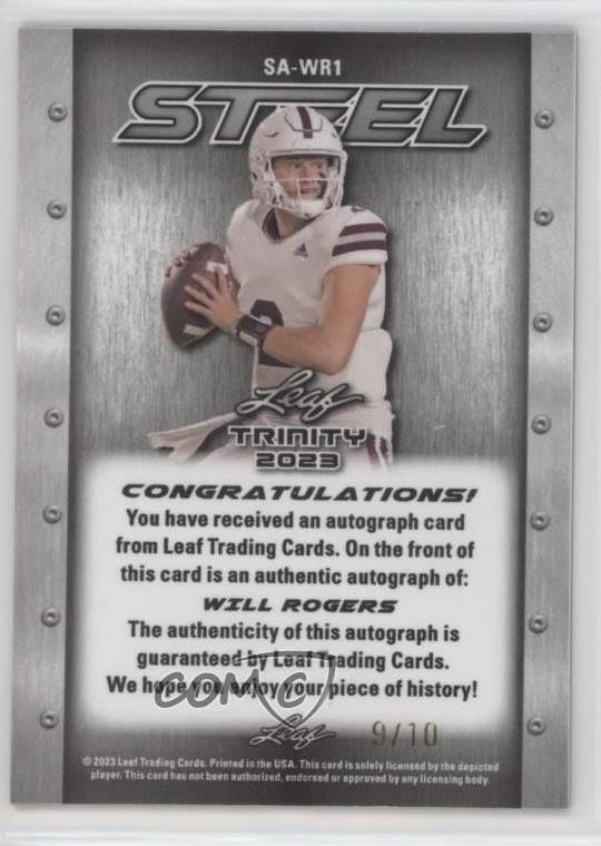 2023 Leaf Trinity Trinity Steel Auto Orange /10 Will Rogers #SA-WR1 ...