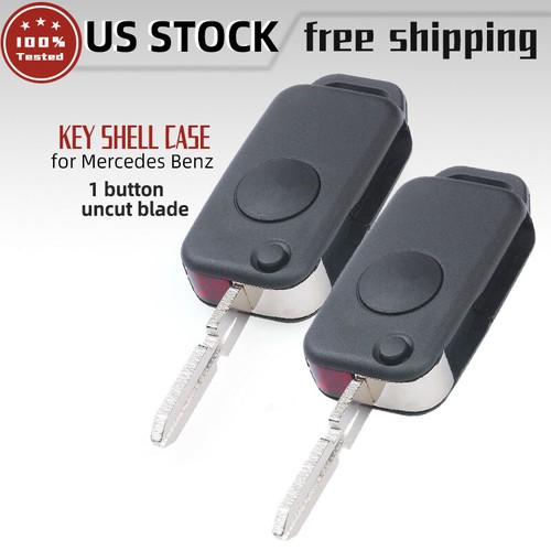 2 For Mercedes Benz W124 W202 S500 SL500 1 Button Flip Remote Key Shell ...