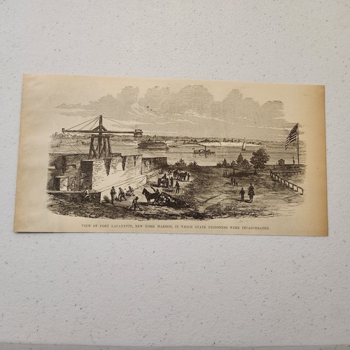 View of Fort Lafayette New York Harbor Civil War c. 1885 Engraving (269 ...