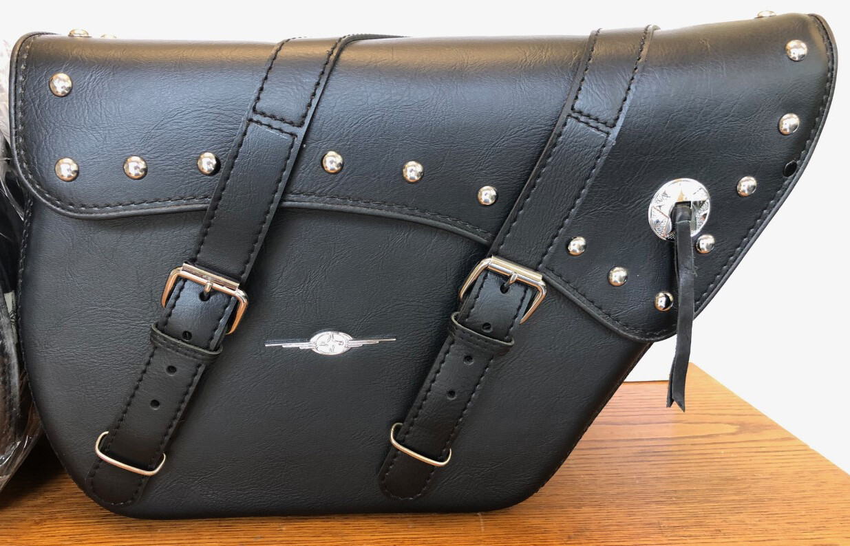 ROADKROME 56-1841 SADDLEBAGS PAIR, ALBANY STUDDED RIGID, TEK LEATHER ...