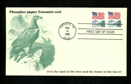 US FDC #2280a KMC Venture 1989 Yosemite CA American Flag Mottled Tagged ...