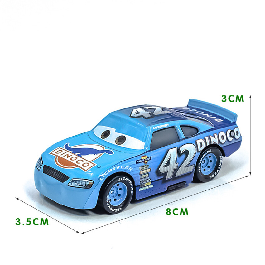 Diecast Model Car Disney Pixar Cars Blue Lightning McQueen Dinoco King ...