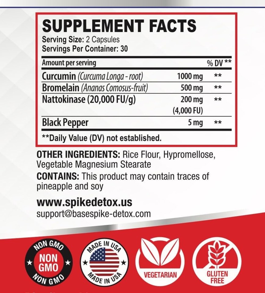 Spike Protein Detox - Spike Support Supplement with Nattokinase 4000Fu ...