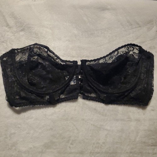 VINTAGE 38B BLACK LACE STRAPLESS GOTH PUNK GRUNGE COQUETTE VICTORIAN ...