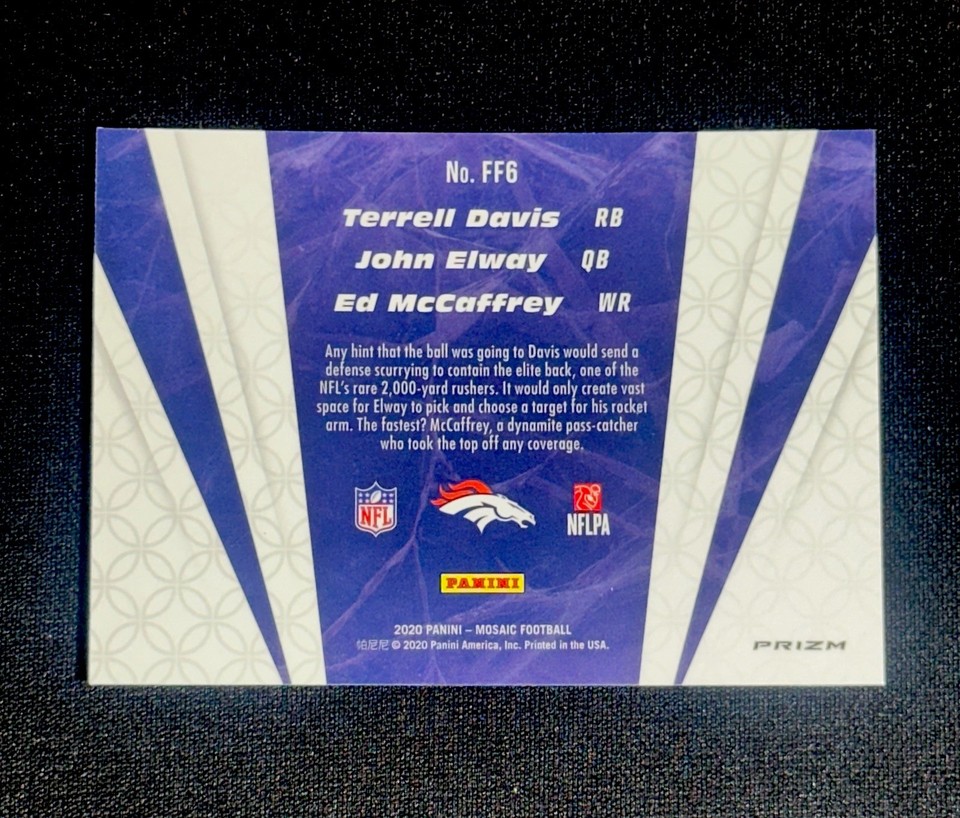 2020 Mosaic John Elway Terrell Davis Flea Silver Prizm FF6 Football ...