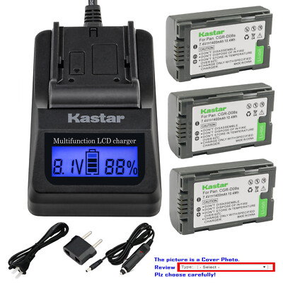 Kastar Battery LCD Fast Charger for Panasonic CGR-D08 AG-AC90PJ AG ...