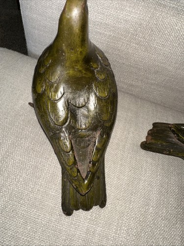 dove bird bronze iron statues Pigeon 10" Meiji Taisho OKIMONO marked ...