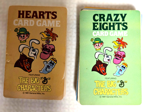 Lot (2) General Mills Cereal Card Games Hearts & Crazy 8’s Big G ...