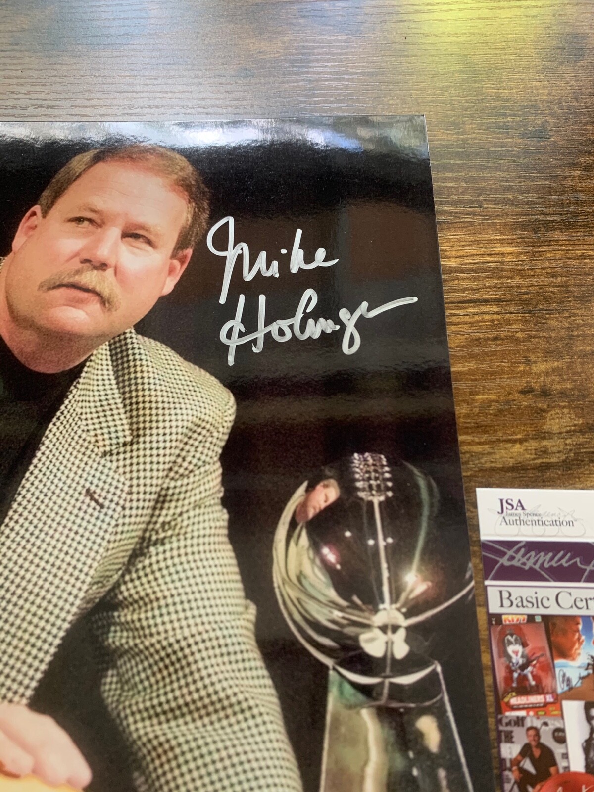 Mike Holmgren Packers Autographed 8x10 super bowl trophy photo w/ JSA # ...