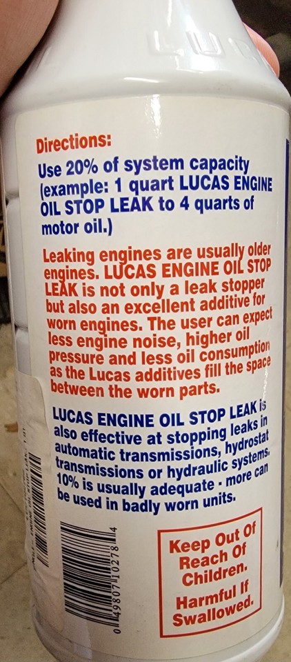Lucas Oil 10278 Engine Oil Stop Leak - 1 Quart Automotive Additive | eBay