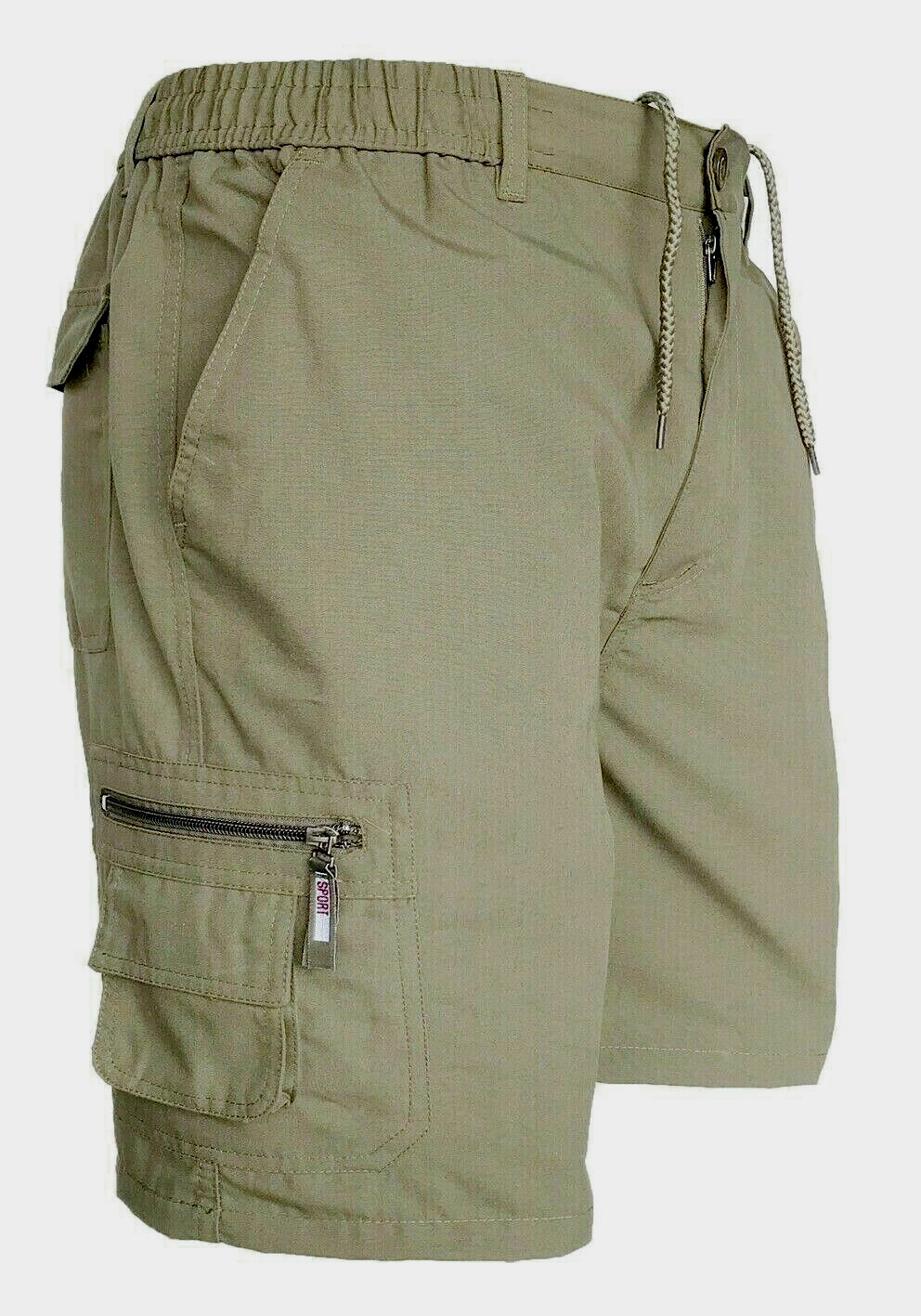 Mens Plain Elasticated Lightweight Shorts Cargo Combat Multi Pocket ...