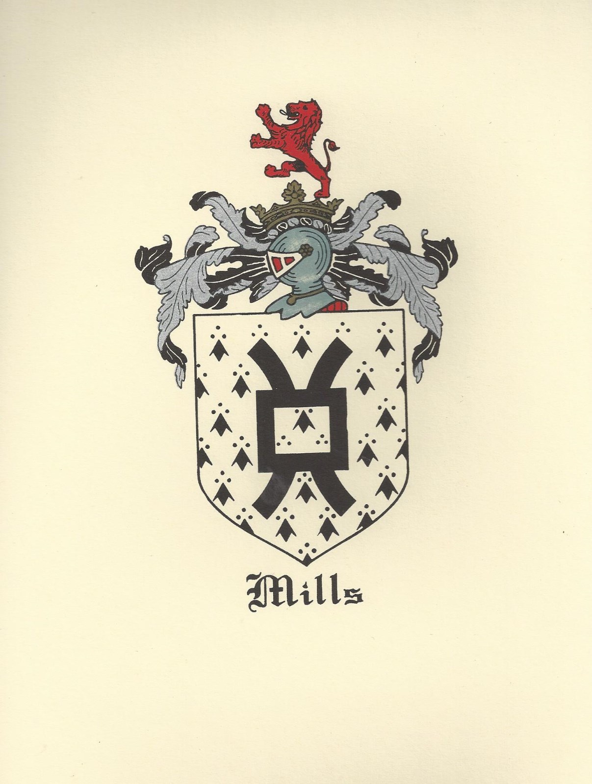 Great Coat of Arms Mills Crest genealogy, would look great framed! | eBay