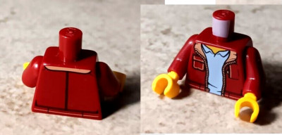 LEGO Red Jacket Torso Pockets Light Blue POLO Work Shirt Front Back ...