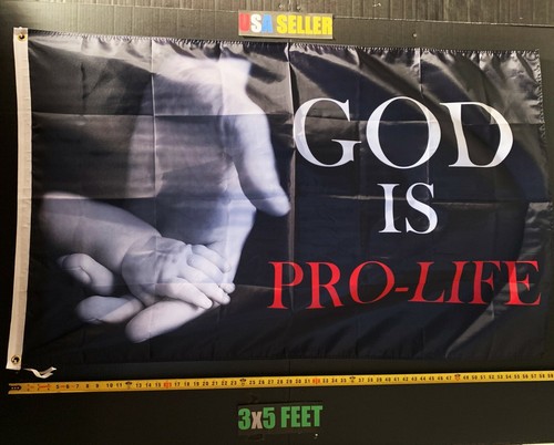 Pro Life Flag FREE FIRST CLASS SHIP God Is Pro Life Hands Unborn Lives ...