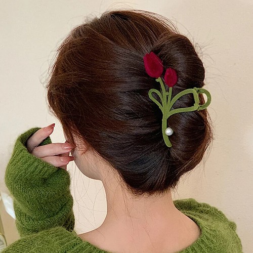 Velvet Tulip Hairpin Disc Hairpin Shark Clip High-End Headwear Hair ...