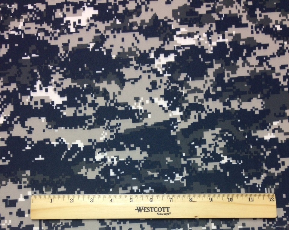 DIGITAL CAMO DARK NAVY BLUE POLYESTER KNIT INTERLOCK ATHLETIC FABRIC BY ...