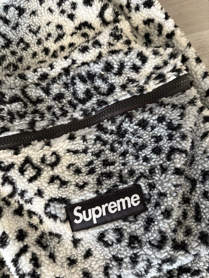 Supreme Leopard Fleece Backpack FW17 White Bag Tote | eBay