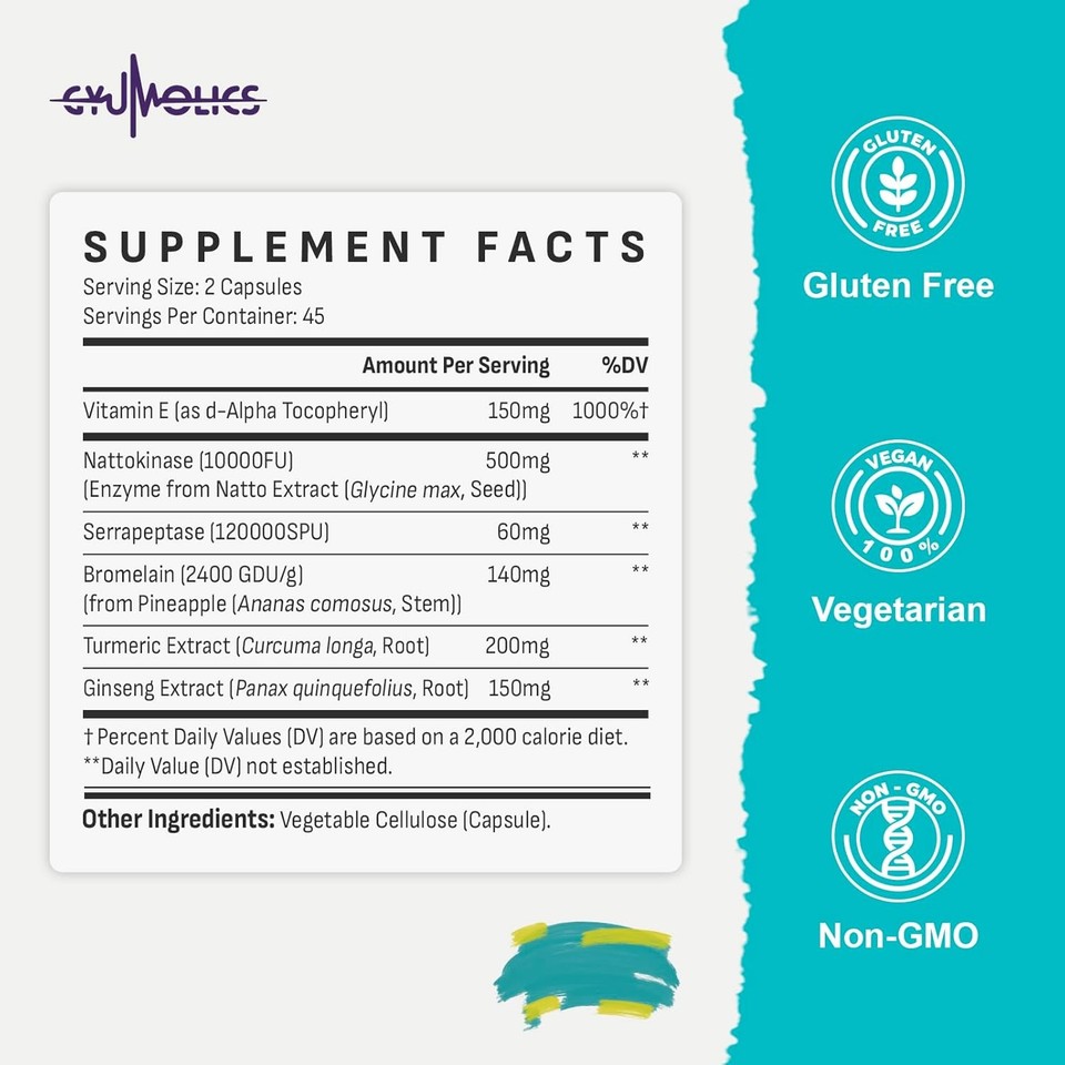 Organic Nattokinase Supplement 10000FU Vitamin E & Ginseng, Movement ...