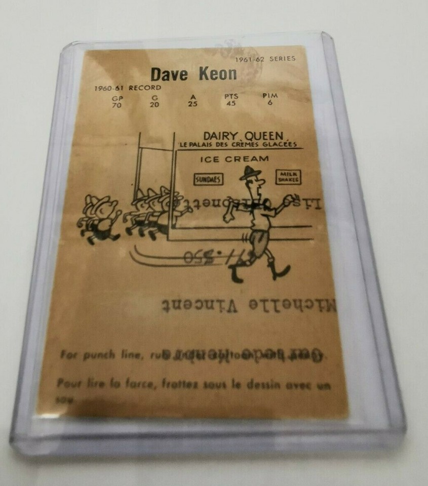 DAVE KEON SIGNED ROOKIE CARD HOF 1961-62 PARKHURST #5 SIGNED CARD WITH ...