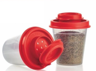 Tupperware Salt & Pepper Shakers w/ Flip-Top Seals 2 oz. Midgets Set ...
