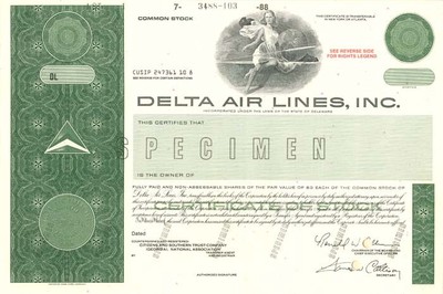 Delta Air Lines, Inc. - Specimen Stock Certificate - Specimen Stocks ...