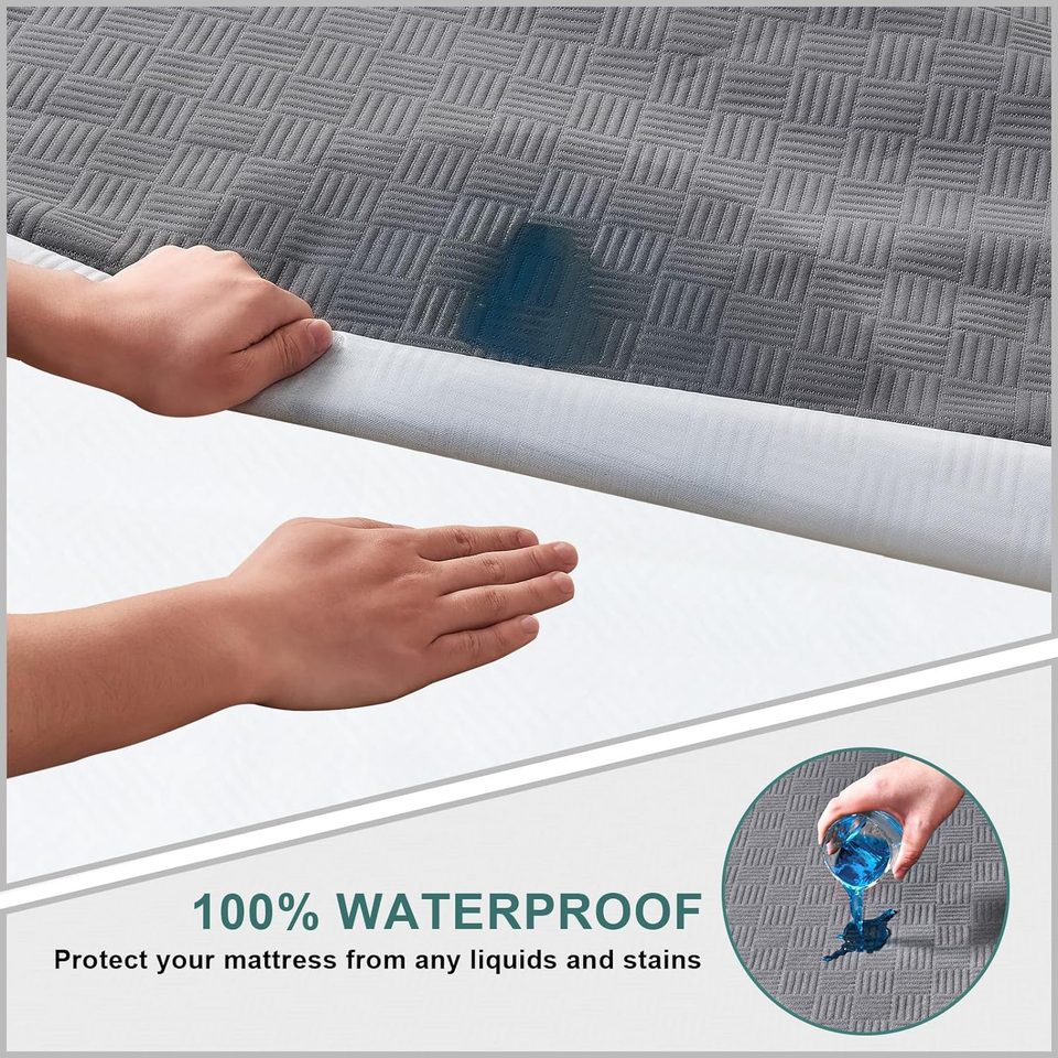 100% Waterproof Mattress Protector Queen Noiseless 3D Air Fabric Bed ...