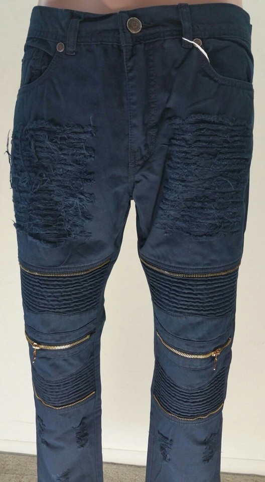 Men's Distressed Ripped Biker Pants Size: 30 to 44 | eBay