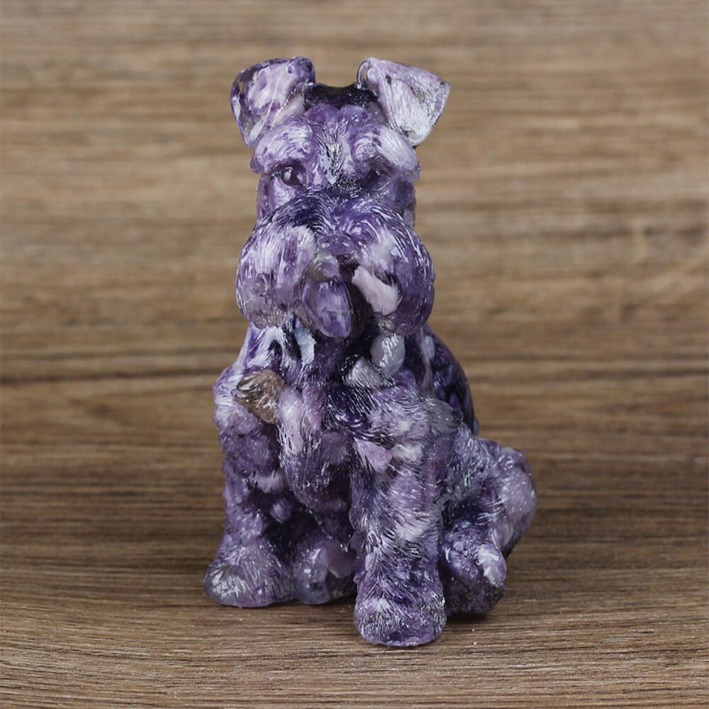 Schnauzer Figurine Natural Quartz Crystal Heal Reiki Gemstone Carving ...