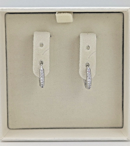 NEW 100% SWAROVSKI Brand White Pave Crystals Huggie Matrix Hoop ...