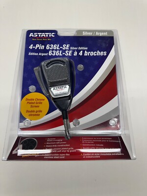 ASTATIC 636L-SE Silver Edition CB Ham Radio Microphone 4-pin mic Metal ...