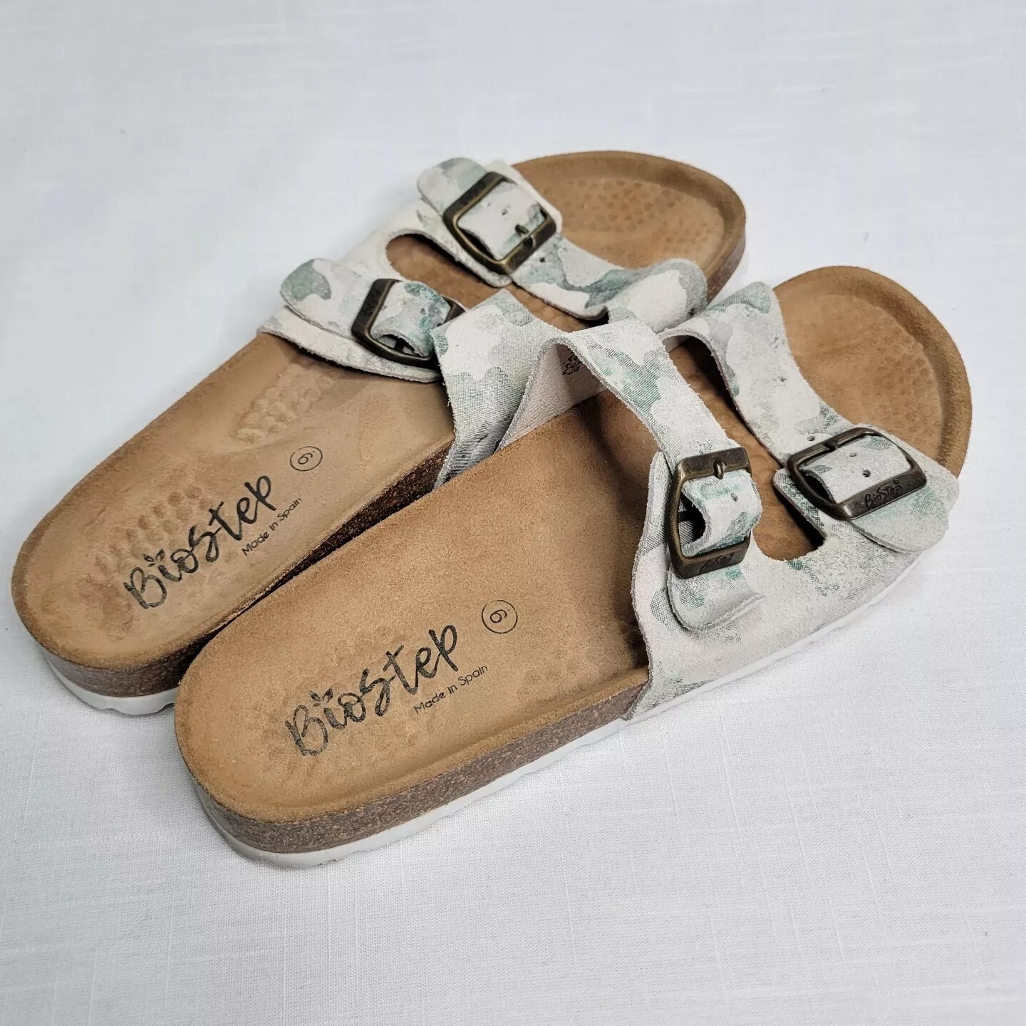 Biostep Camouflage 2 Bands Leather Foot Bed Sandals S… - Gem