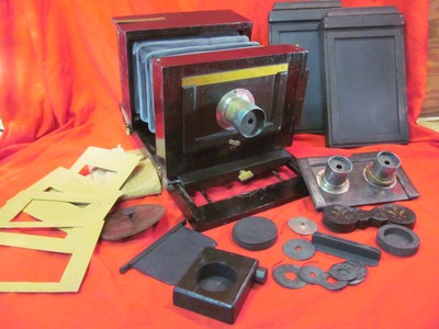 ANTIQUE SCOVILL 5" x 8" STEREO VIEW CAMERA WITH MONO LENS 2 FILM AND ...